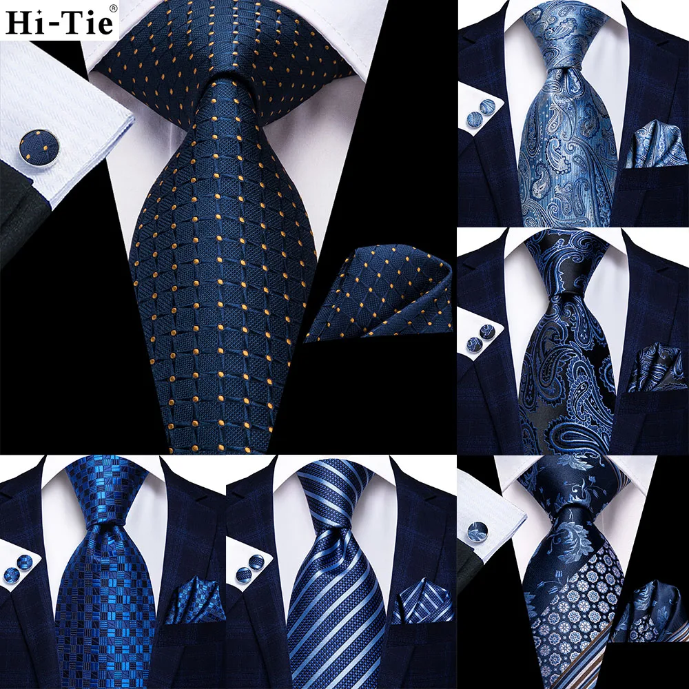 Marineblauw 63Inches Zijde Heren Tie Set Extra Lange Banden Voor Mannen ...