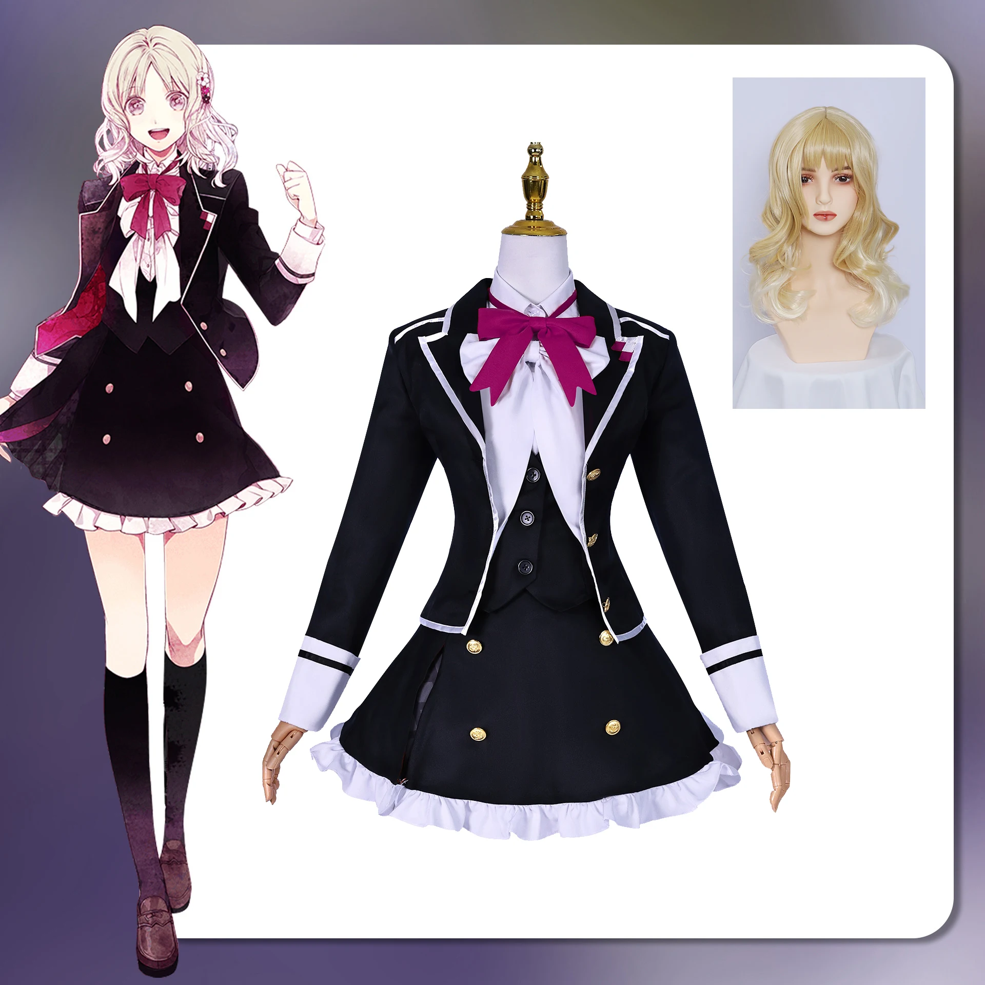 DIABOLIK LOVERS Komori Yui Cosplay Costume Adult Carnival Uniform Anime ...