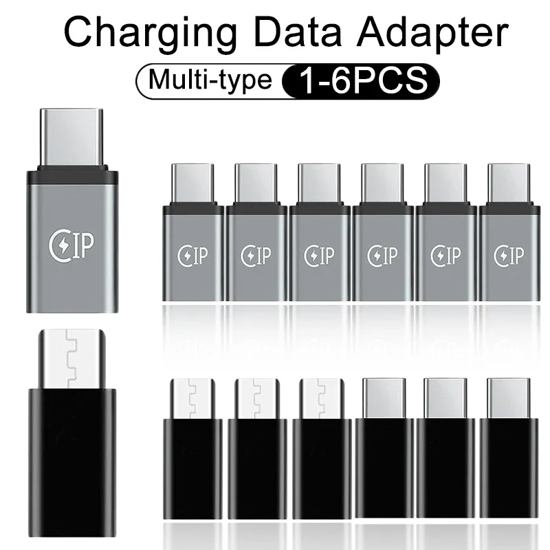 1-3-6Pcs-Micro-USB-IOS-Female-to-Type-C-Male-OTG-Data-Transfer-Charging ...