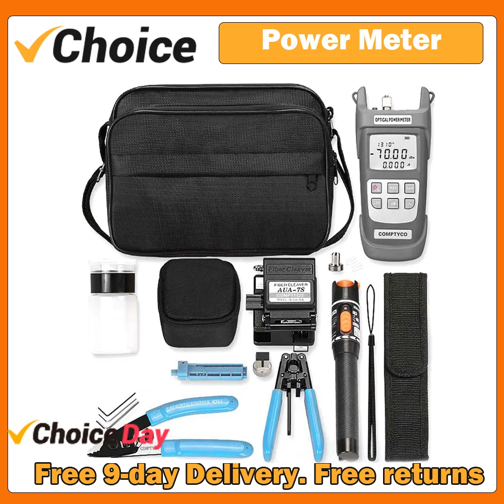 19pcs-set-FTTH-Fiber-Optic-Tool-Kit-with-Fiber-Cleaver-70-10dBm-Optical ...