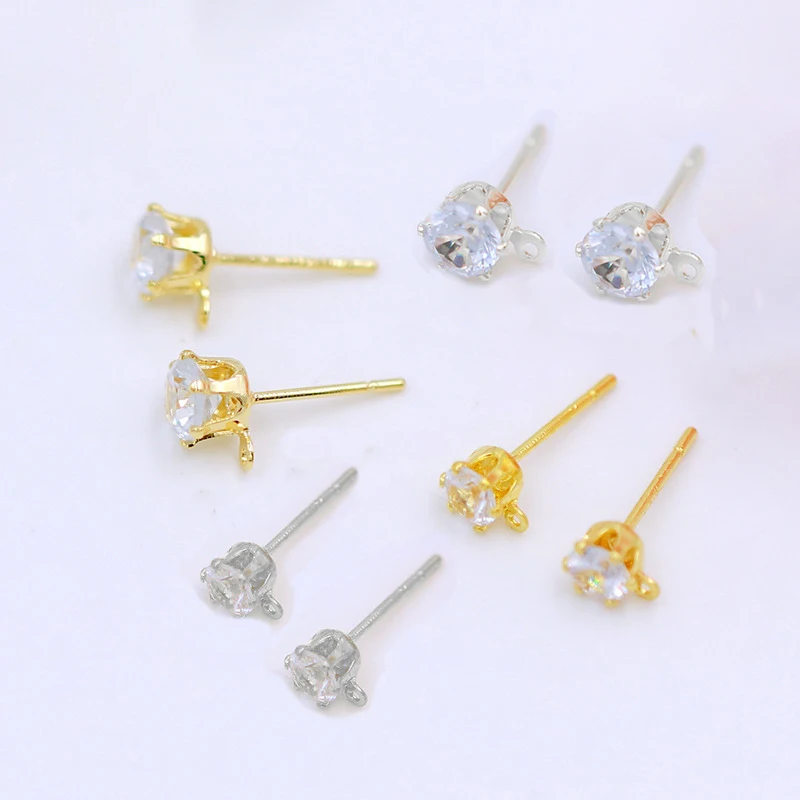 20pcs-Earring-Stud-Posts-with-Loop-Findings-Rhinestone-Crystal-Copper ...