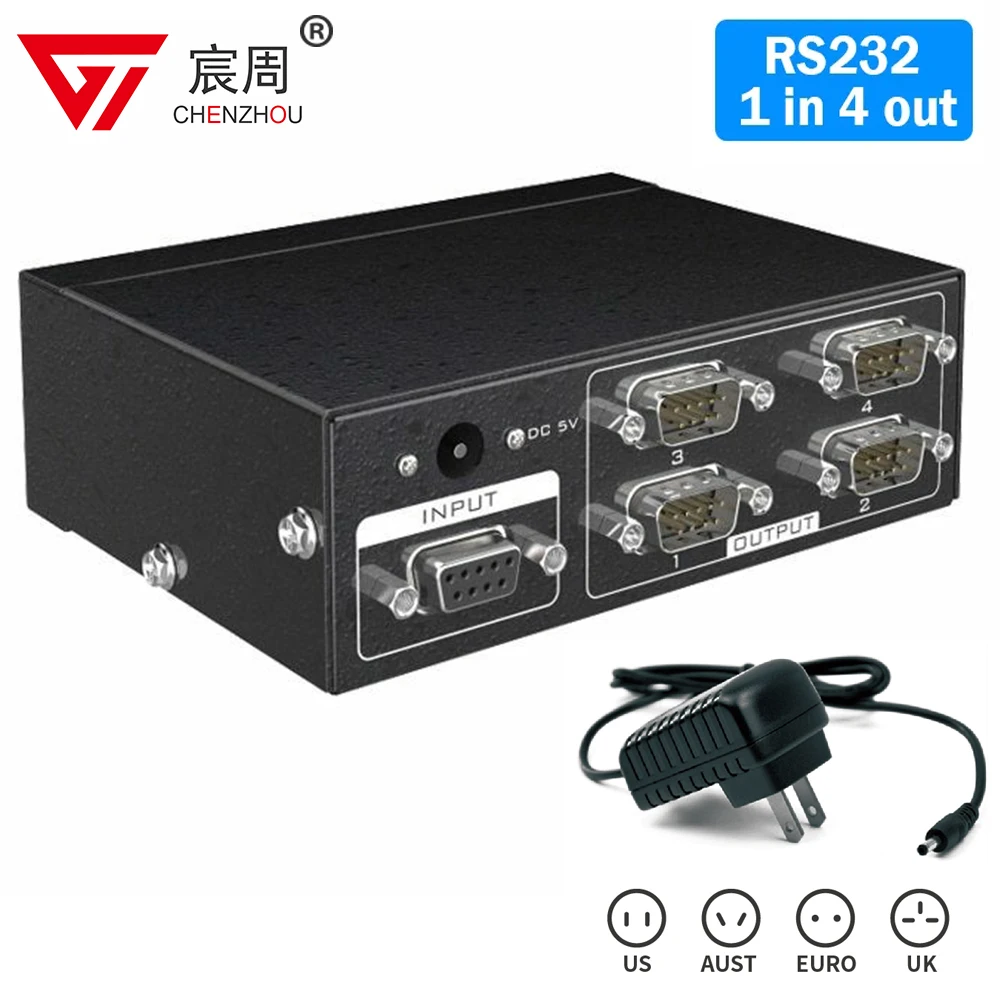 Active-Serial-RS232-Splitter-1-in-4-out-RS232-Splitter-1-to-4-Bi ...