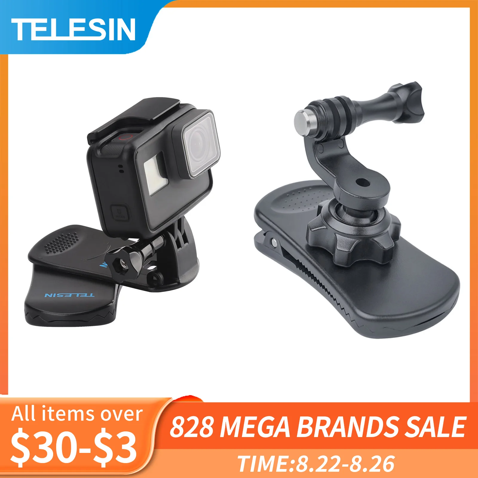 TELESIN 360 Grad Rotation Rucksack Clip Clamp Halterung für GoPro Hero ...