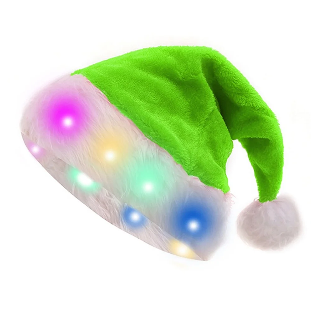Funny-LED-Light-Up-Christmas-Hat-Plush-Santa-Hats-with-Bright-Lights ...