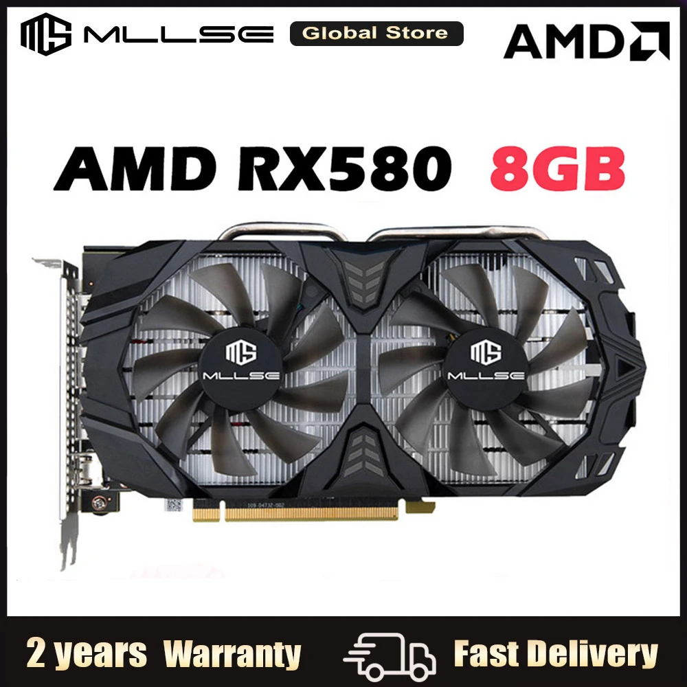 Mllse Graphics Card Amd Rx580 8gb Gaming Gddr5 256bit Pci Express 3.0 ×16 Radeon Gpu Computer ...