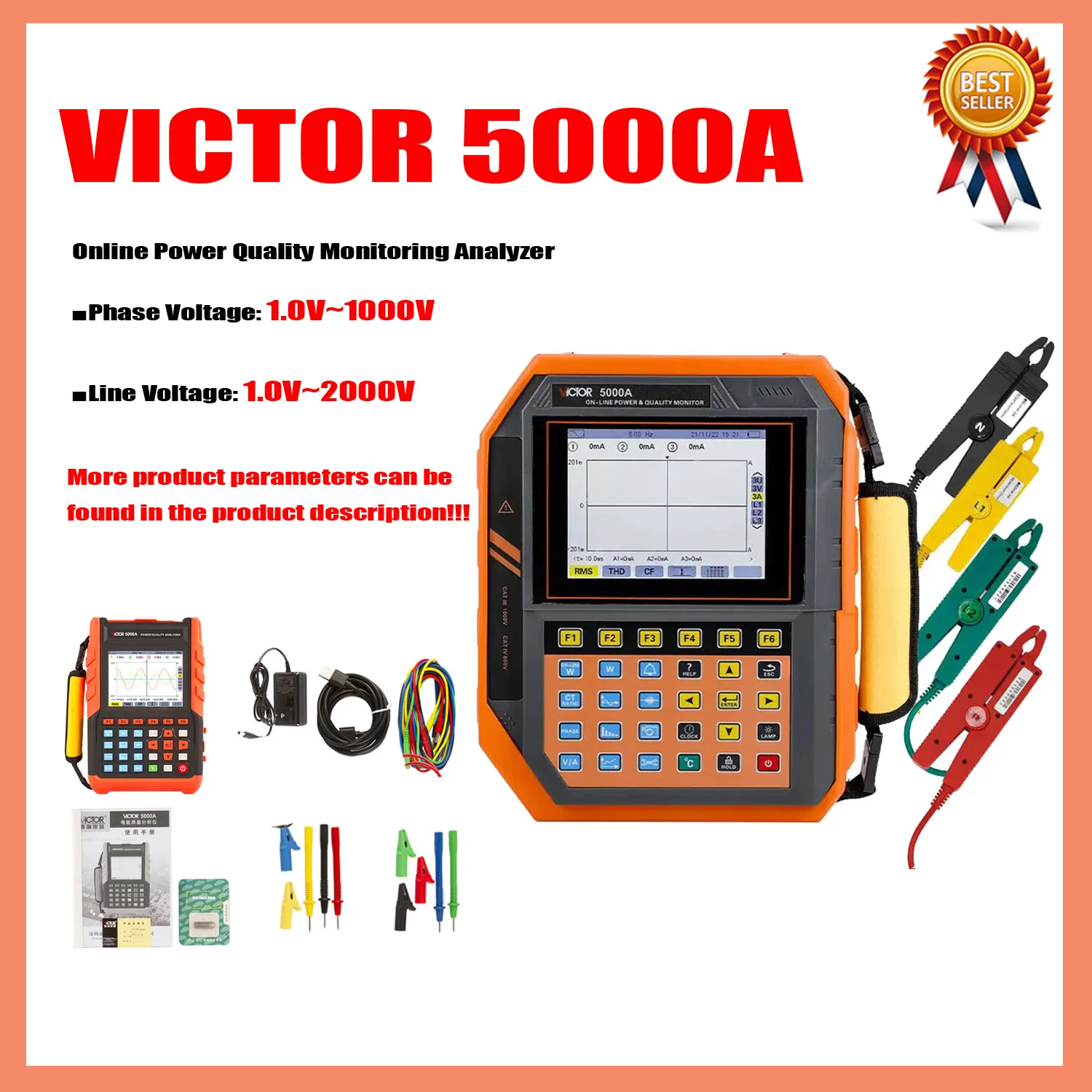 VICTOR-5000A-Multifunctional-Online-Power-Quality-Monitoring-Analyzer ...