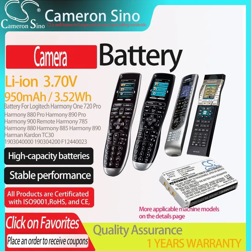 CS-Remote-Control-Battery-for-Logitech-Harmony-One-720-Pro-880-Pro-890 ...