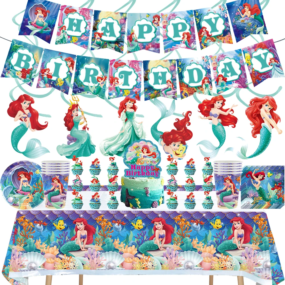 The-Little-Mermaid-Princess-Ariel-Birthday-Party-Decoration-Disposable ...