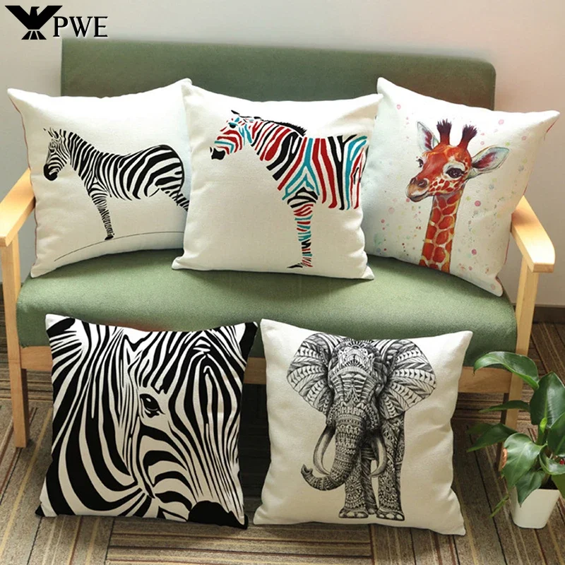 Coj-n-decorativo-de-estilo-Animal-almohada-cuadrada-de-lino-cebra ...