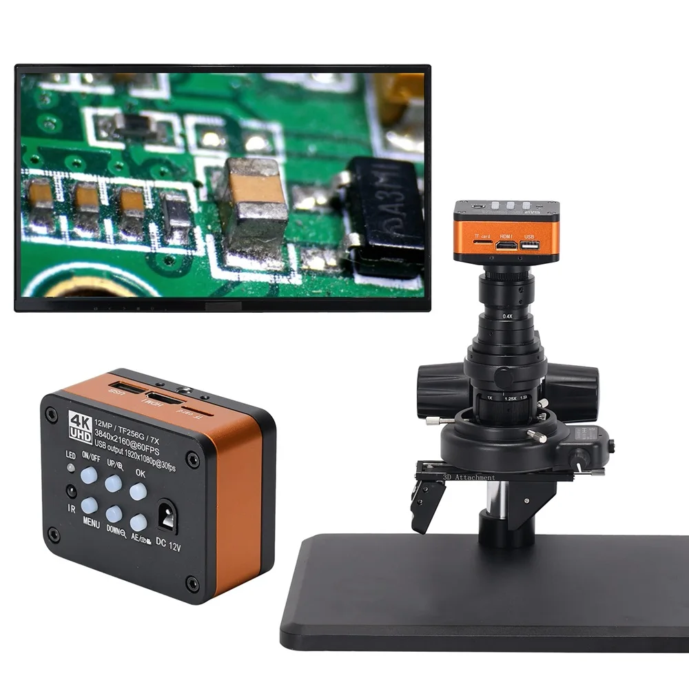 4K-UHD-60FPS-Microscope-Camera-200X-3D-Lens-Industrial-Electronic ...