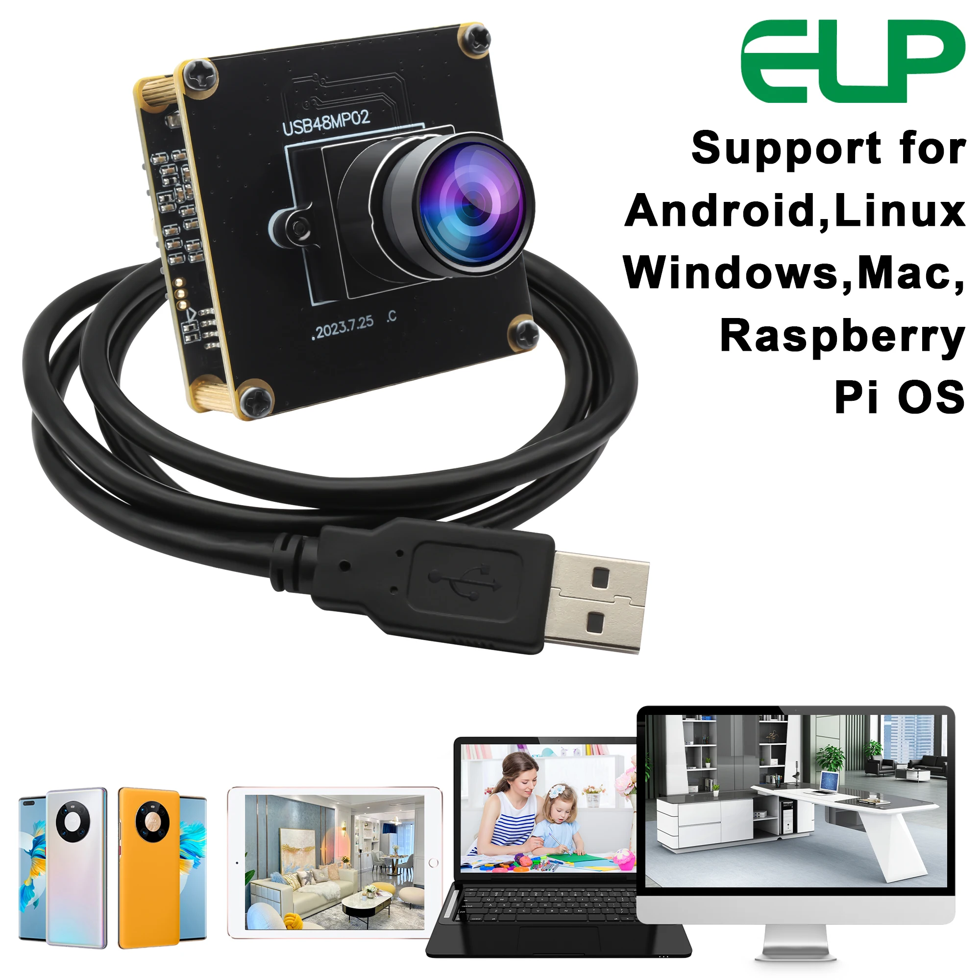 ELP 48mp USB Camera Module 30fps for Computer Wide Angle PC Camera Mini ...