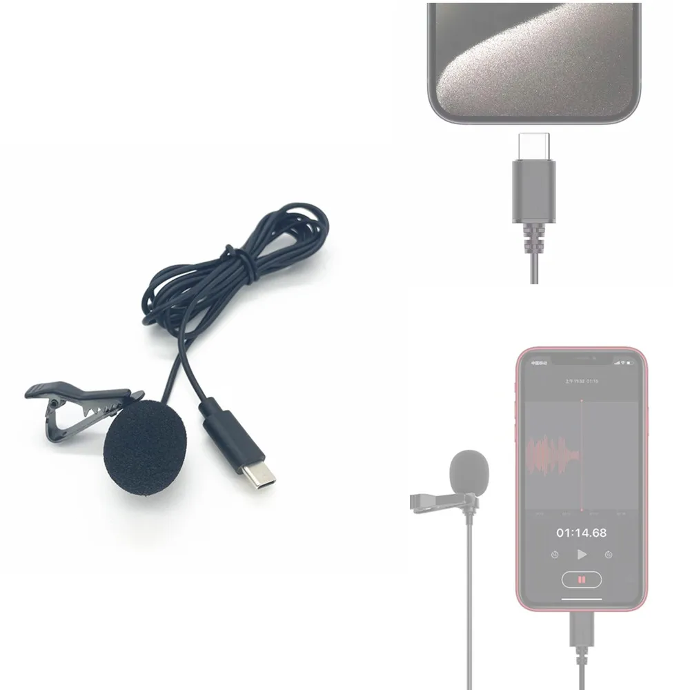 1-4m-Portable-Lavalier-Mini-Microphone-Clip-on-Lapel-Wired-Type-C-Mic ...