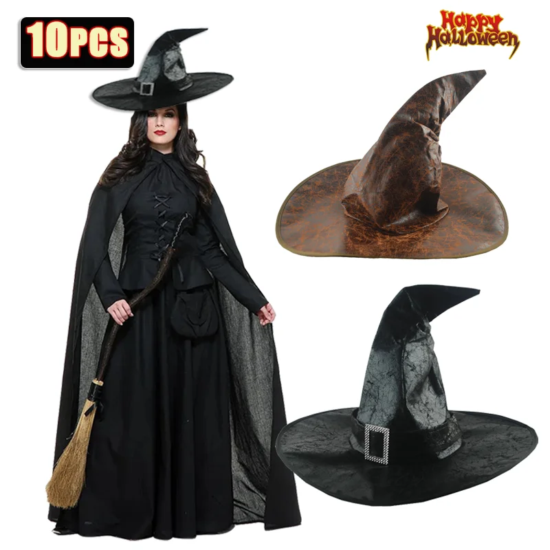 10PCS-Halloween-Witch-Hat-Props-Witch-Hat-Props-Black-Pointed-Witch-Hat ...