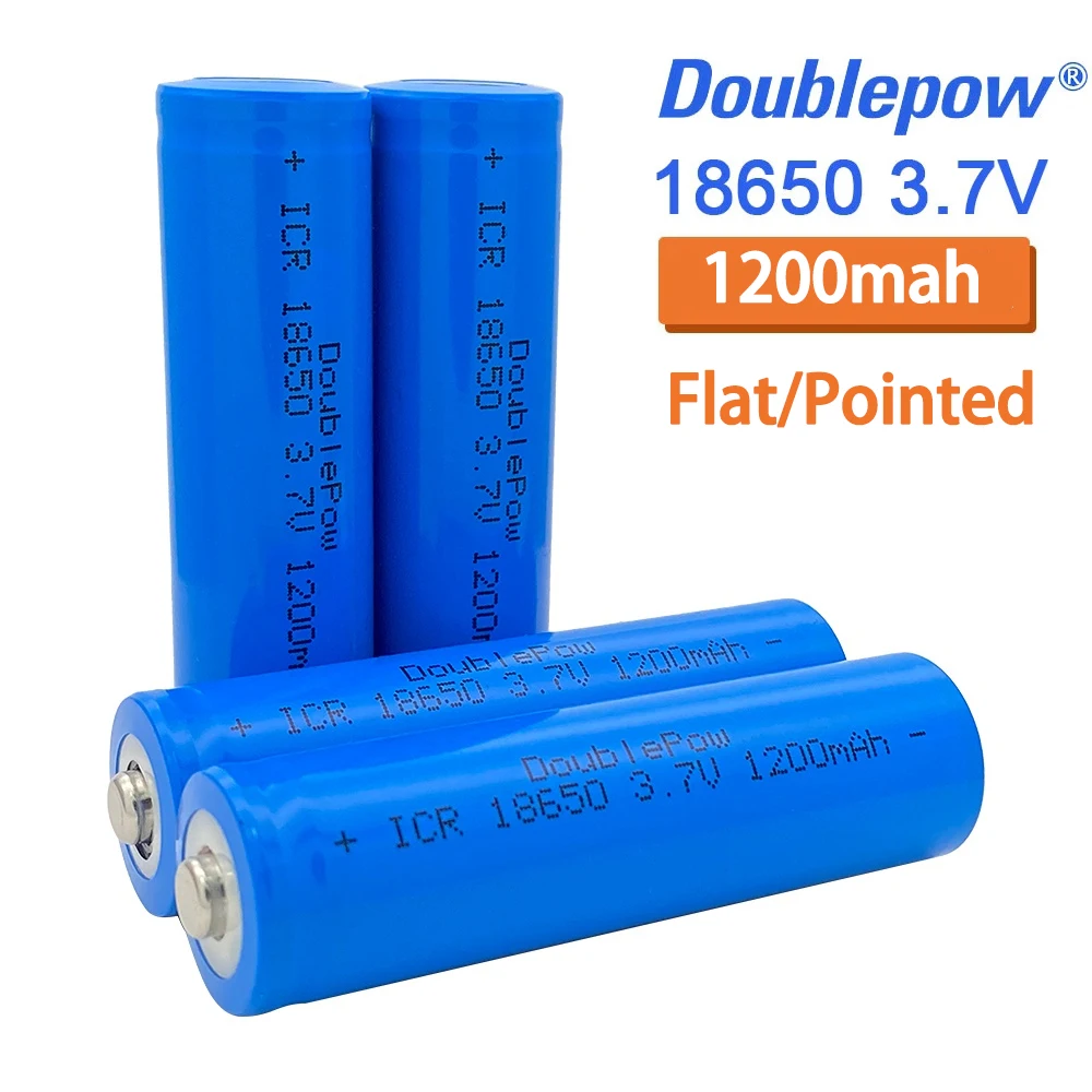 DOUBLEPOW-1200mah-18650-3-7V-Rechargeable-Flashlight-Battery-Pointed ...