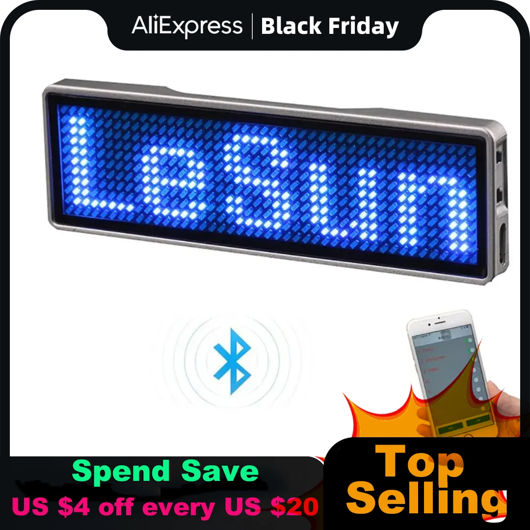 Mini-tableau-d-affichage-d-filement-programmable-Bluetooth-LED-technologie-badge-de-nom ...