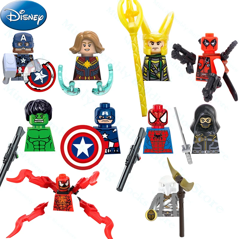 Disney Marvel Building Blocks Superhero Models Spiderman Iron Man Thor ...