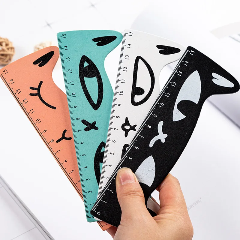 15cm-Cute-Kawaii-Cat-Straight-Ruler-Wooden-Tools-Cartoon-Sewing-Drawing ...