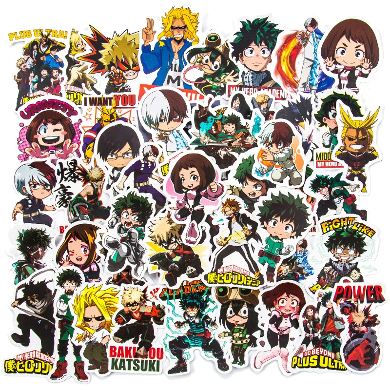 50pcs-My-Hero-Academia-Anime-Stickers-Skateboard-Sticker-Cute-Sticker ...