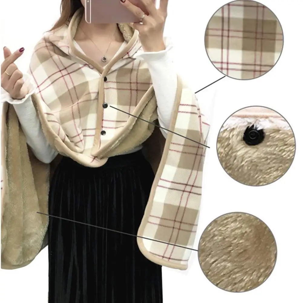Wearable Blankets Shawl Blanket Casual Flannel Plaid Scarf Wrap Shawl ...