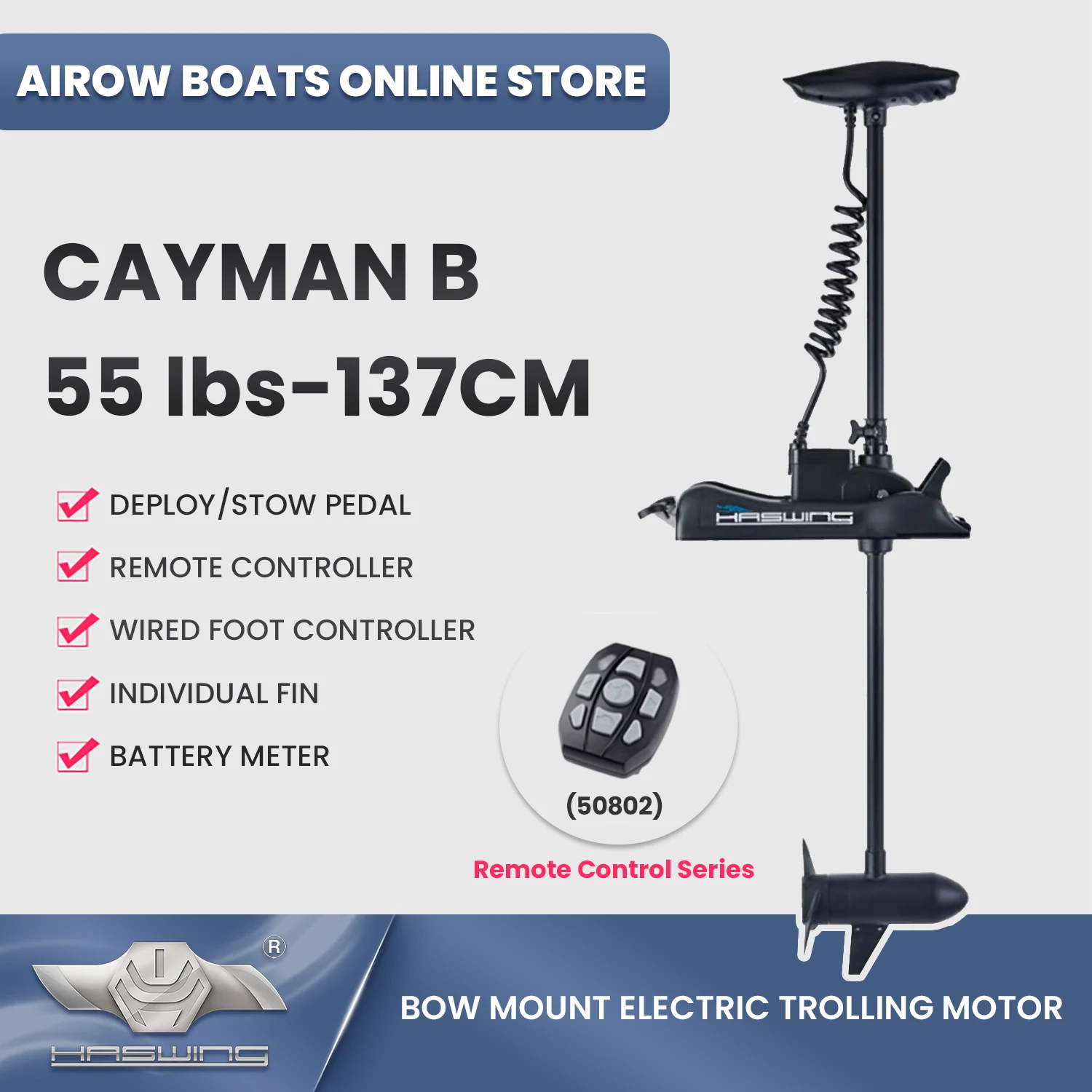 Haswing-55Lbs-Trolling-Motor-Remote-Control-12V-Bow-Mount-Electric-Boat ...