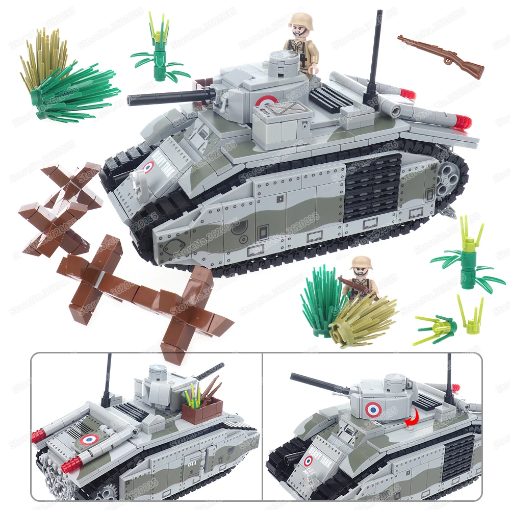 Military-B1-Heavy-Tank-Camouflage-Pattern-Building-Block-WW2-Figures ...