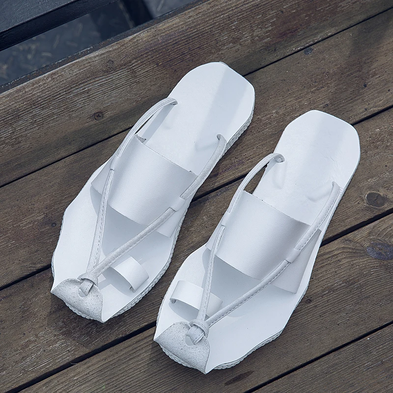 2022 Summer Beach Shoes Mens Flip Flops Men Leather Soft Beach Slippers ...