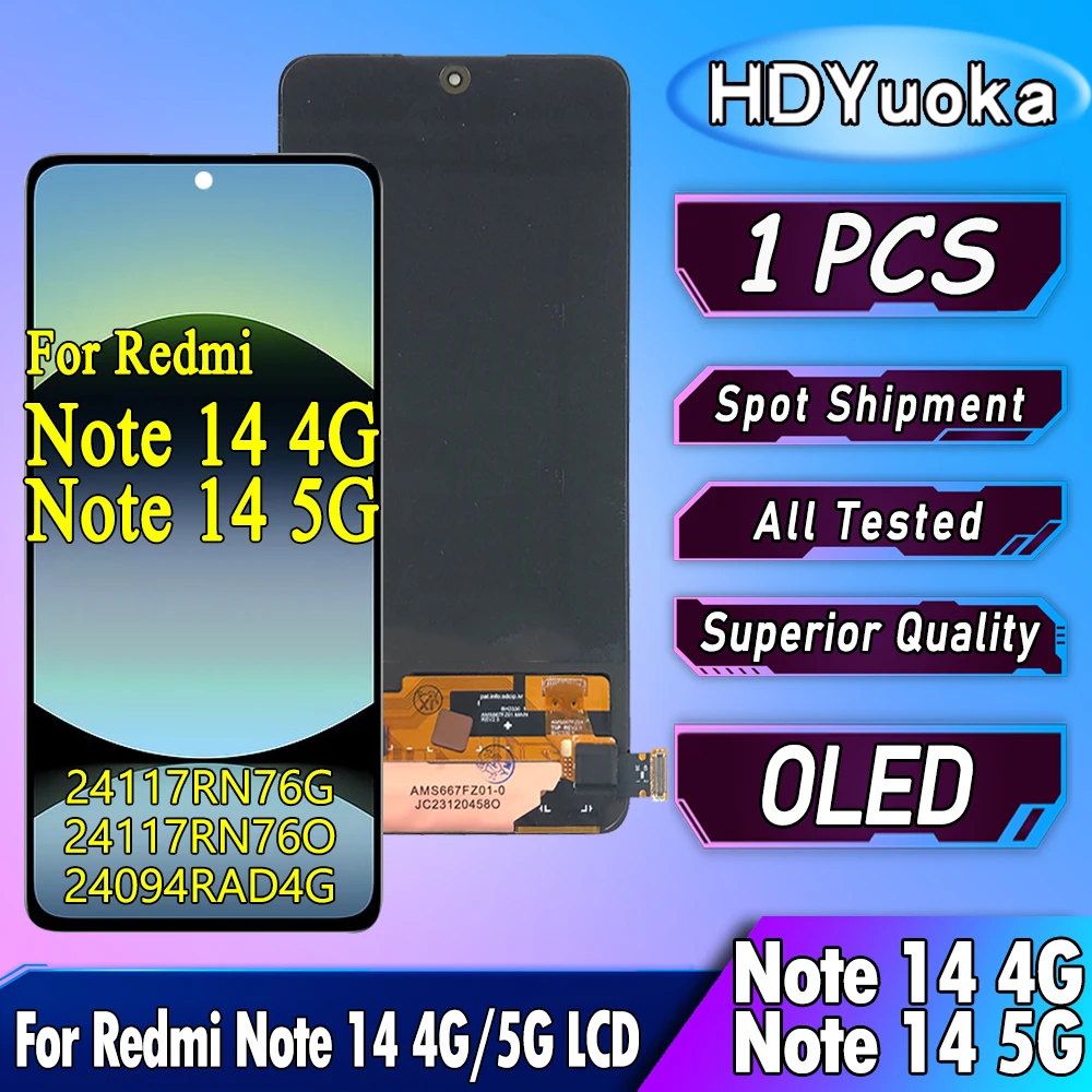 6.67" OLED For Xiaomi Redmi Note 14 4G LCD 24117RN76G Display Screen ...
