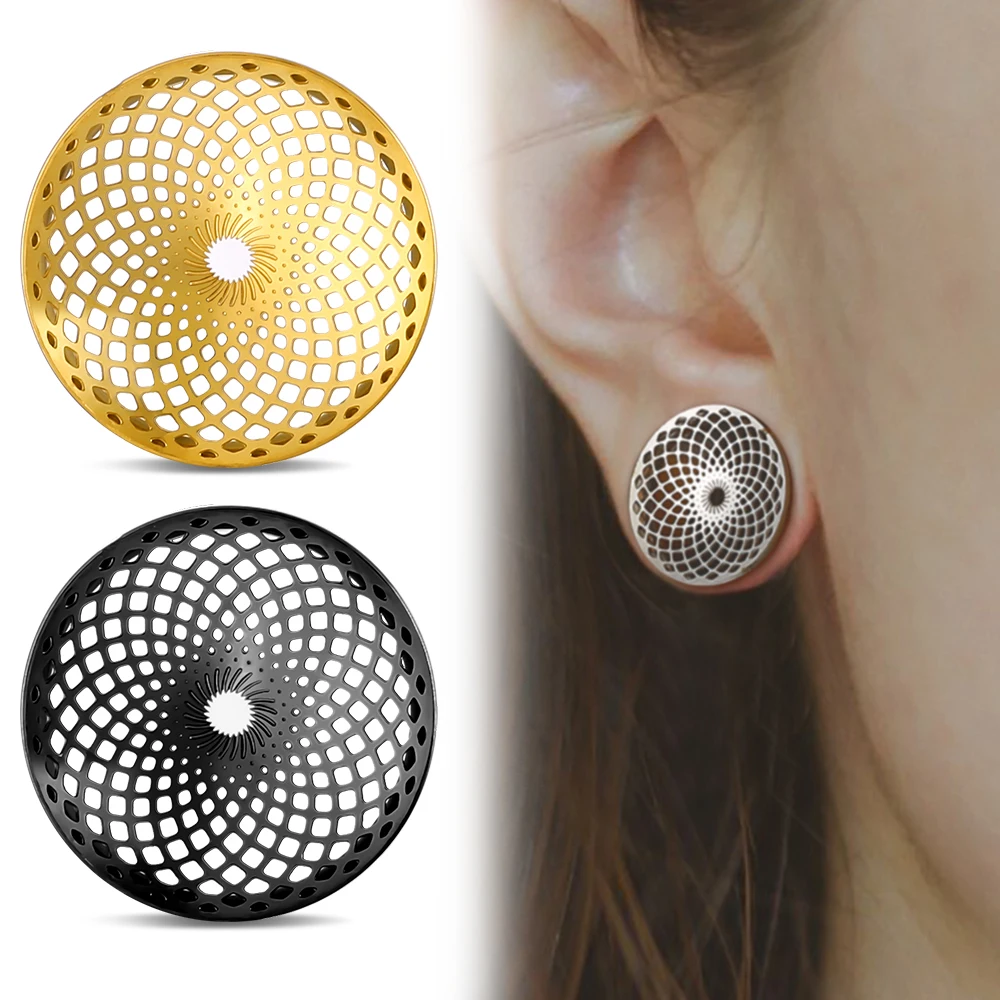 Giga-2PCS-Cool-Pattern-Stainless-Steel-Ear-Plugs-Double-Flared-Earlobe ...