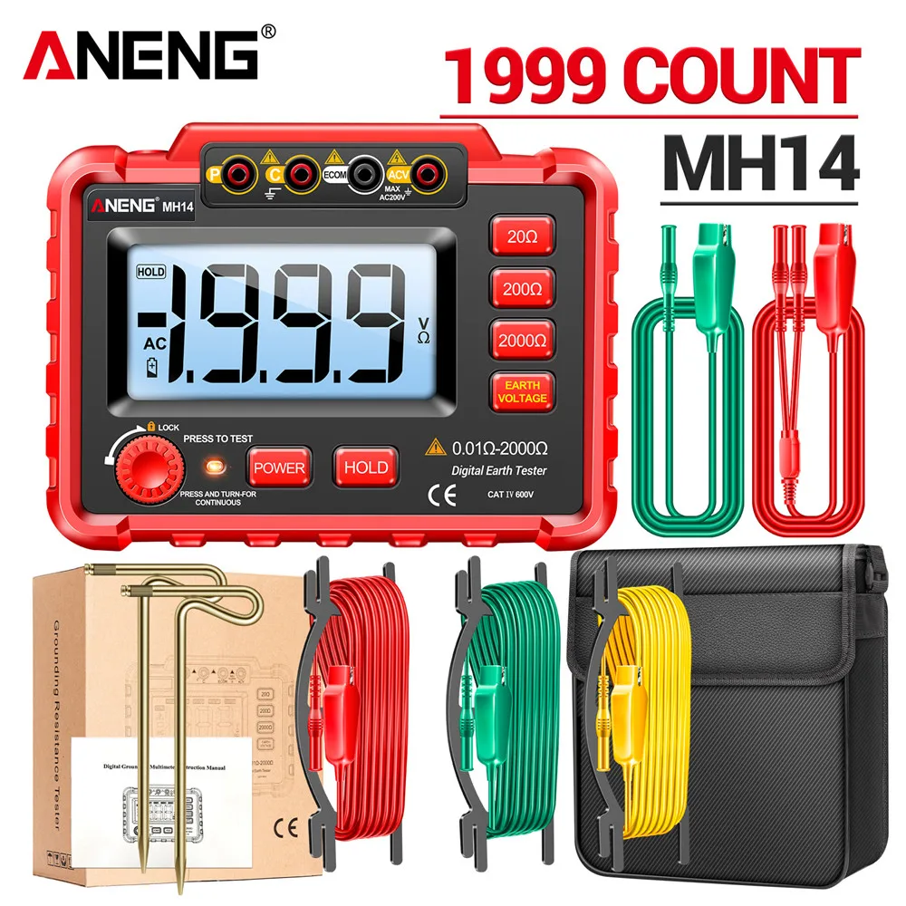 ANENG-Red-Color-MH14-1999-Conuts-Ground-Resistance-Megohm-Testers-Meter ...