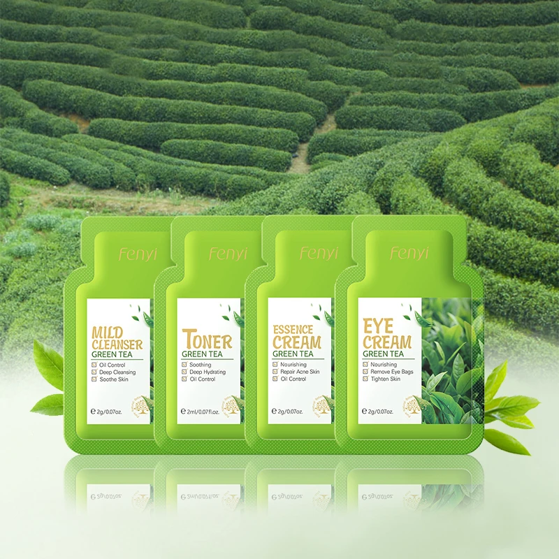 4pcs Green Tea Skin Care Sets Trial Pack Korean Cosmetics Acne ...