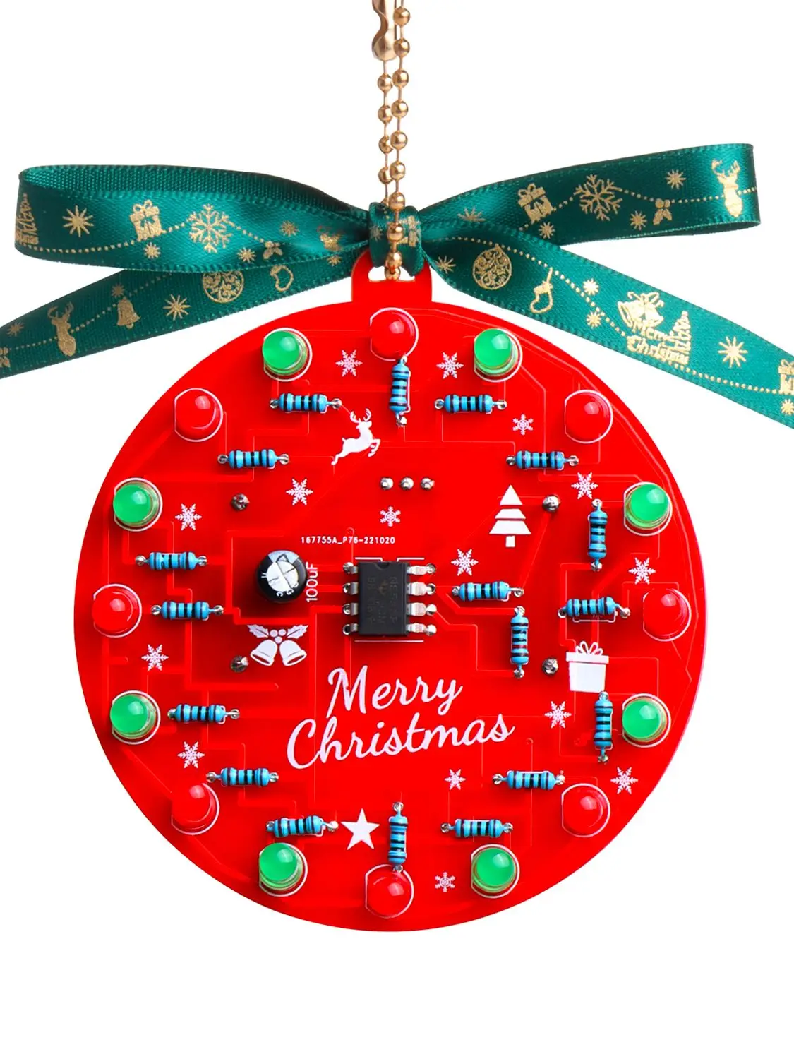 LED-Christmas-Tree-Decoration-PCB-Crcuit-Ornaments-Soldering-Kit-Red ...
