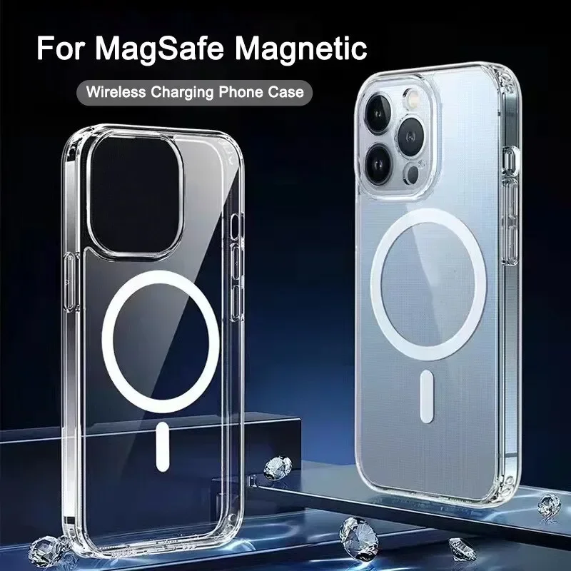 Clear-Magnetic-Circle-Magsafing-Phone-Case-For-iPhone-15-14-13-12-11 ...