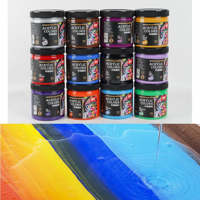 500ml-Acrylic-Paint-Waterproof-and-Sunscreen-Student-Professional-Hand ...