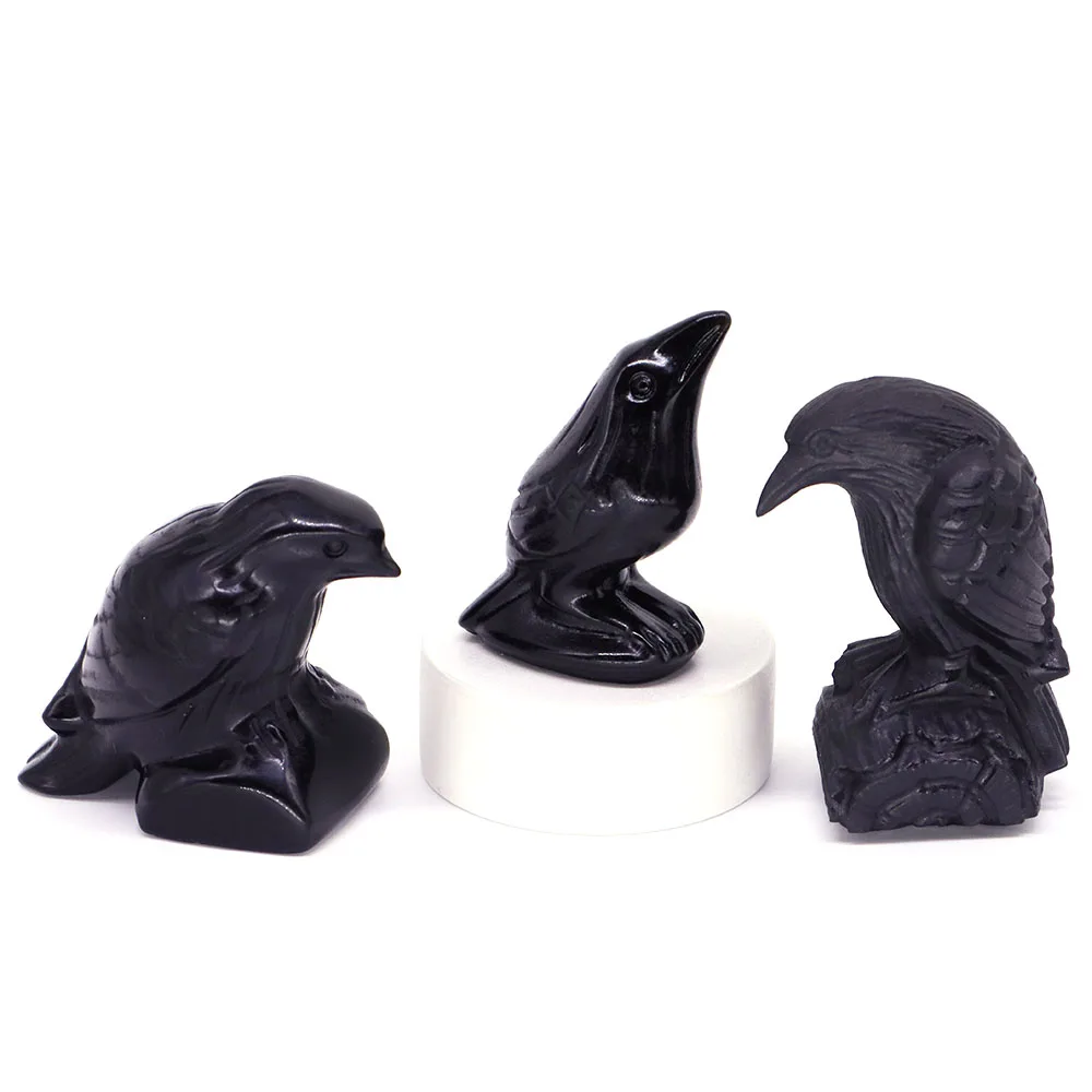 Obsidiana-Natural-Stone-Raven-Statue-Estatueta-G-tica-Corvo-Cristal-de ...