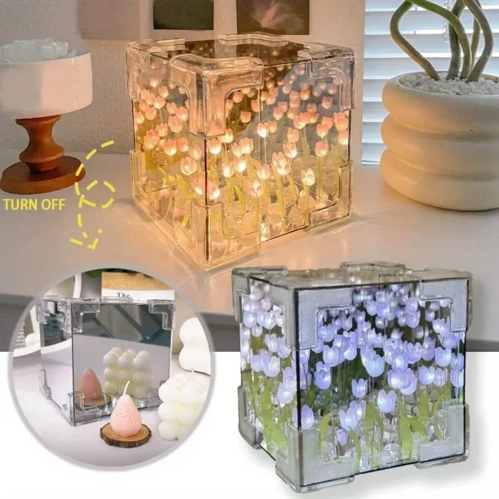 DIY-Tulip-Sea-Rubik-s-Cube-Mirror-Luz-nocturna-Materiales-de-decoraci-n ...