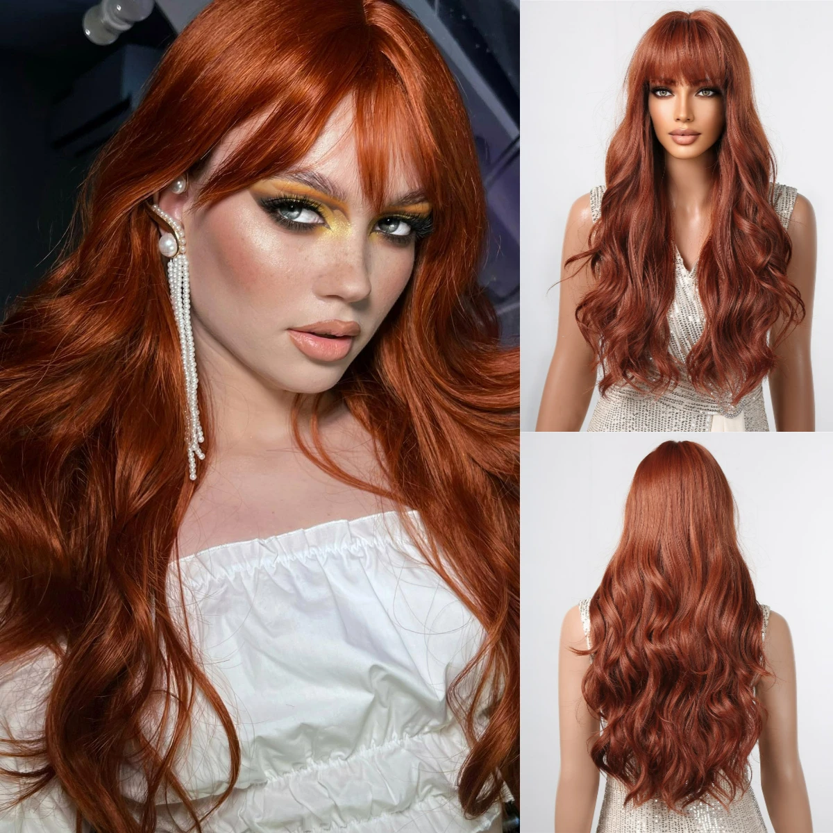 Long-Red-Brown-Wave-Synthetic-Wig-Natural-Looking-Cooper-Wigs-with ...
