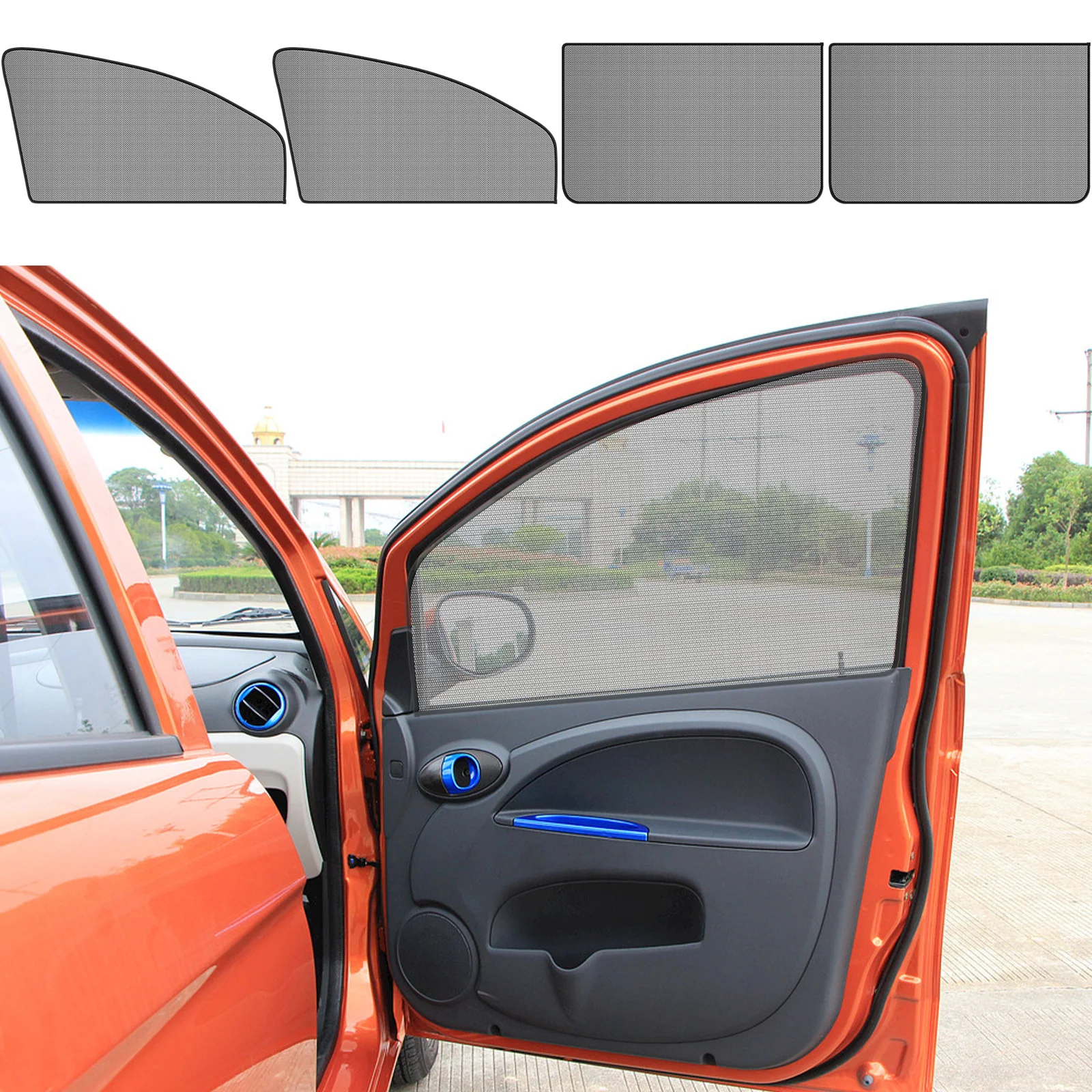 4-2pc-Car-Window-Shade-Magnetic-Window-Cover-Universal-Auto-Sunshade-UV ...