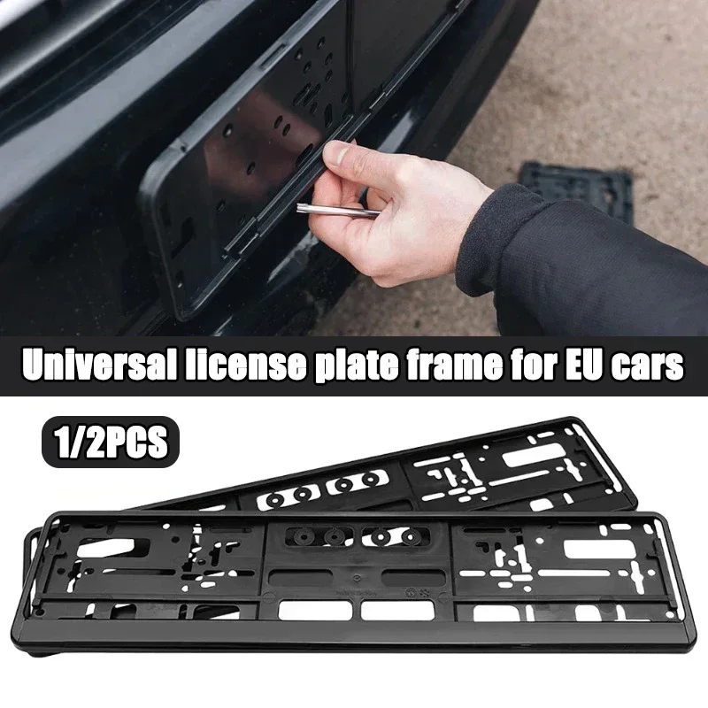 1-2Pcs-Car-Licence-Plate-Bracket-Black-Number-Plate-Holder-EU-Standard ...