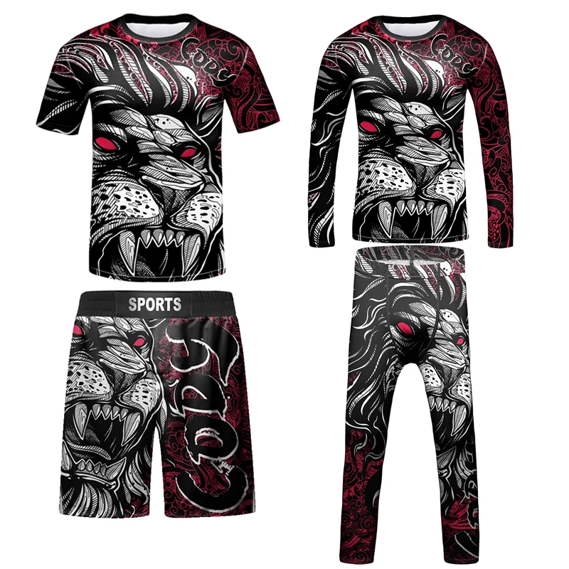Kid MMA Rashguard Jiu jitsu T-shirt+Pant Sets Bjj Gi Kickboxing ...