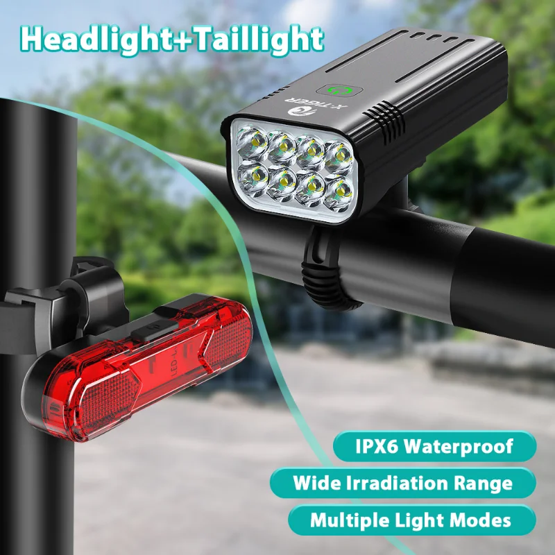 X-TIGER-Bike-Light-8-T6-LED-Super-Bright-Flashlight-USB-Rechargeable ...