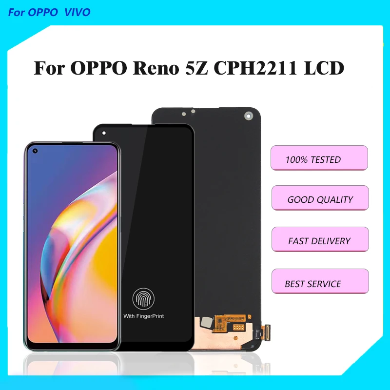 Original Amoled LCD For Oppo Reno5 Z LCD Display Screen Reno5Z Touch ...