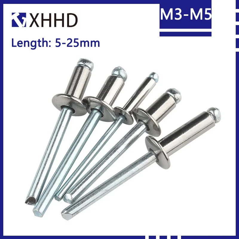 M3 M3.2 M4 M5 304 Stainless Steel Blind Rivets Round Head Pull Riveter ...