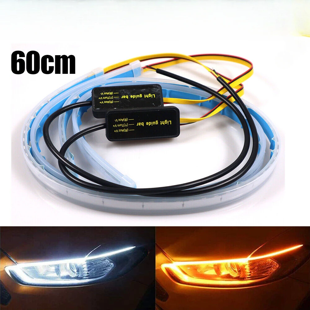 2PCS-30cm-45cm-60cm-Sequential-LED-Strip-Indicator-Turn-Signal-DRL ...