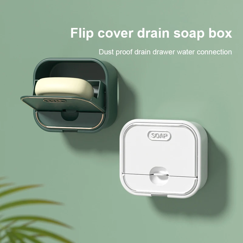 Creative-Wall-Mounted-Soap-Box-With-Flip-top-Portable-Grids-Soap ...