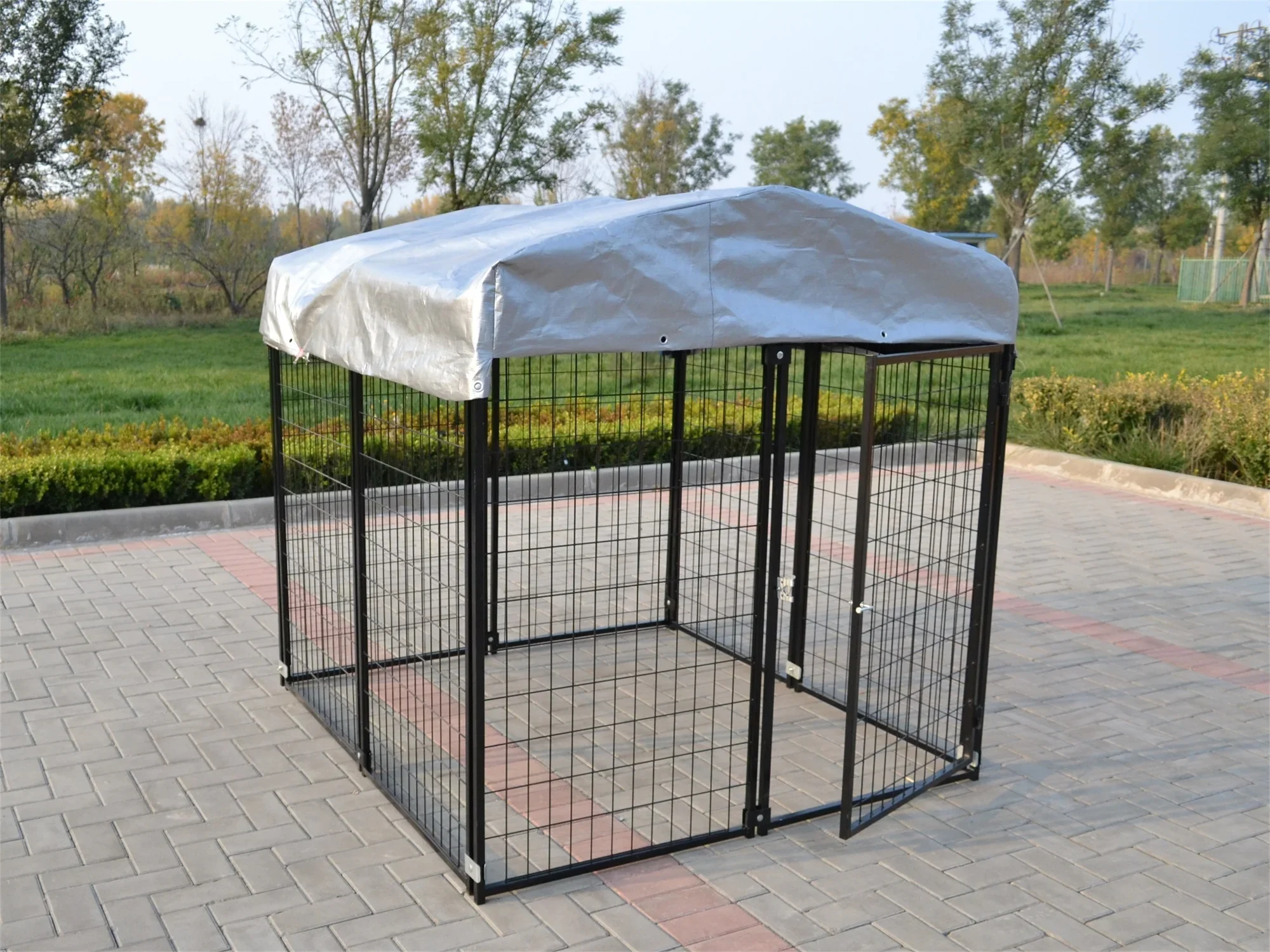 Durable-Metal-Black-Dog-Cage-Strongly-Welded-for-Outdoor-Pet-Running ...
