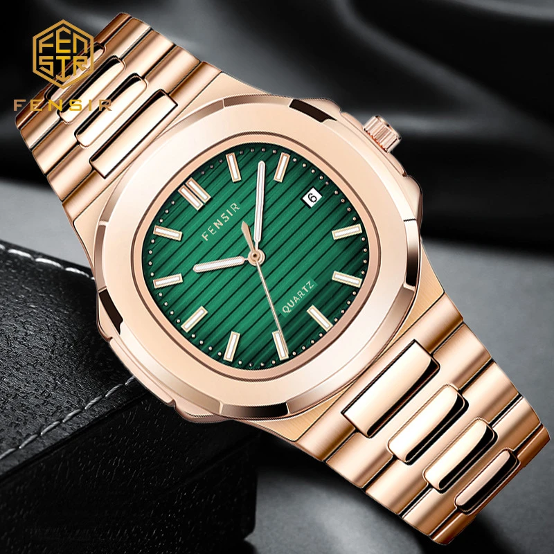 Stainless Steel Men's Watch | Golden Men's Watches | Fensir Watch Men ...