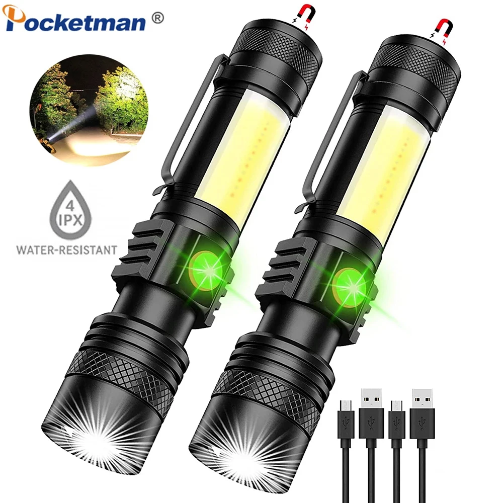 LED Magnetic Tail Flashlights Portable LED Flashlights Powerful Torch ...