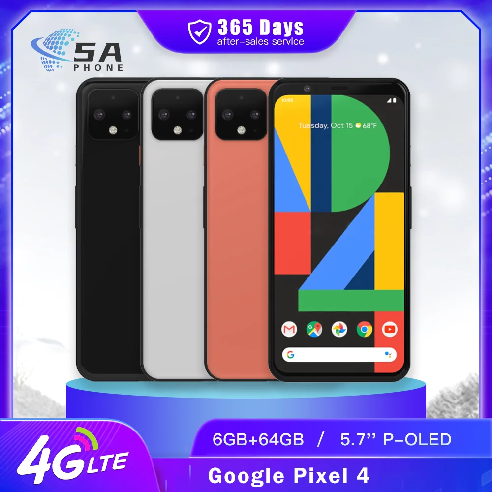 Original Google Pixel 4 4G LTE Mobile Phone Face ID 5.7" 6GB RAM 64GB ...