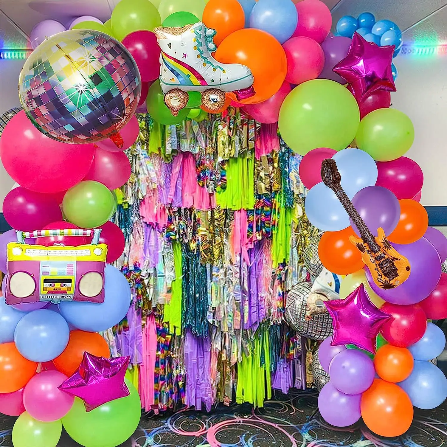 80s 90s Retro Party Birthday Balloon Garland Arch Inflatable Piano Rock ...