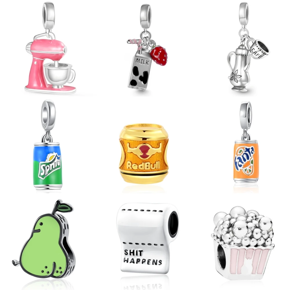 2023-New-925-Sterling-Silver-Drink-Rolled-Pear-Milk-Flour-Dangle-Charm ...